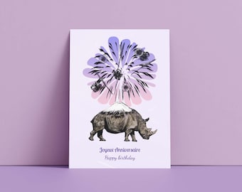 Rhino Birthday Card - Etsy