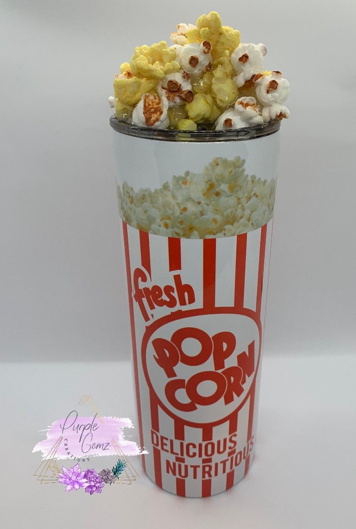 Fresh popcorn tumbler fake popcorn 20oz straight | Etsy