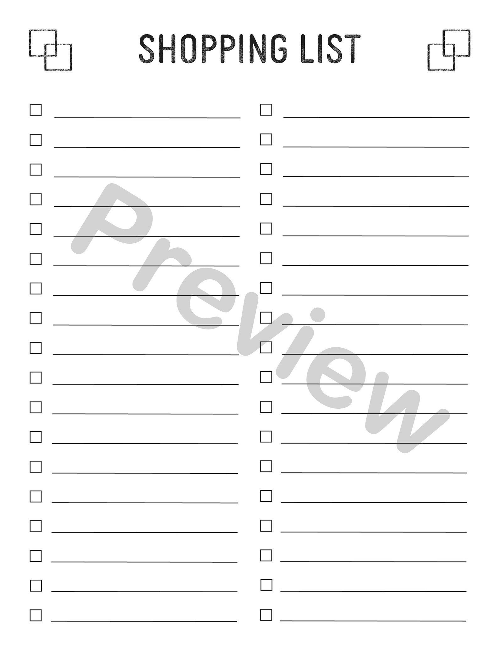 Printable Shopping List With Decorative, Grunge Text, PDF, Size: Letter ...