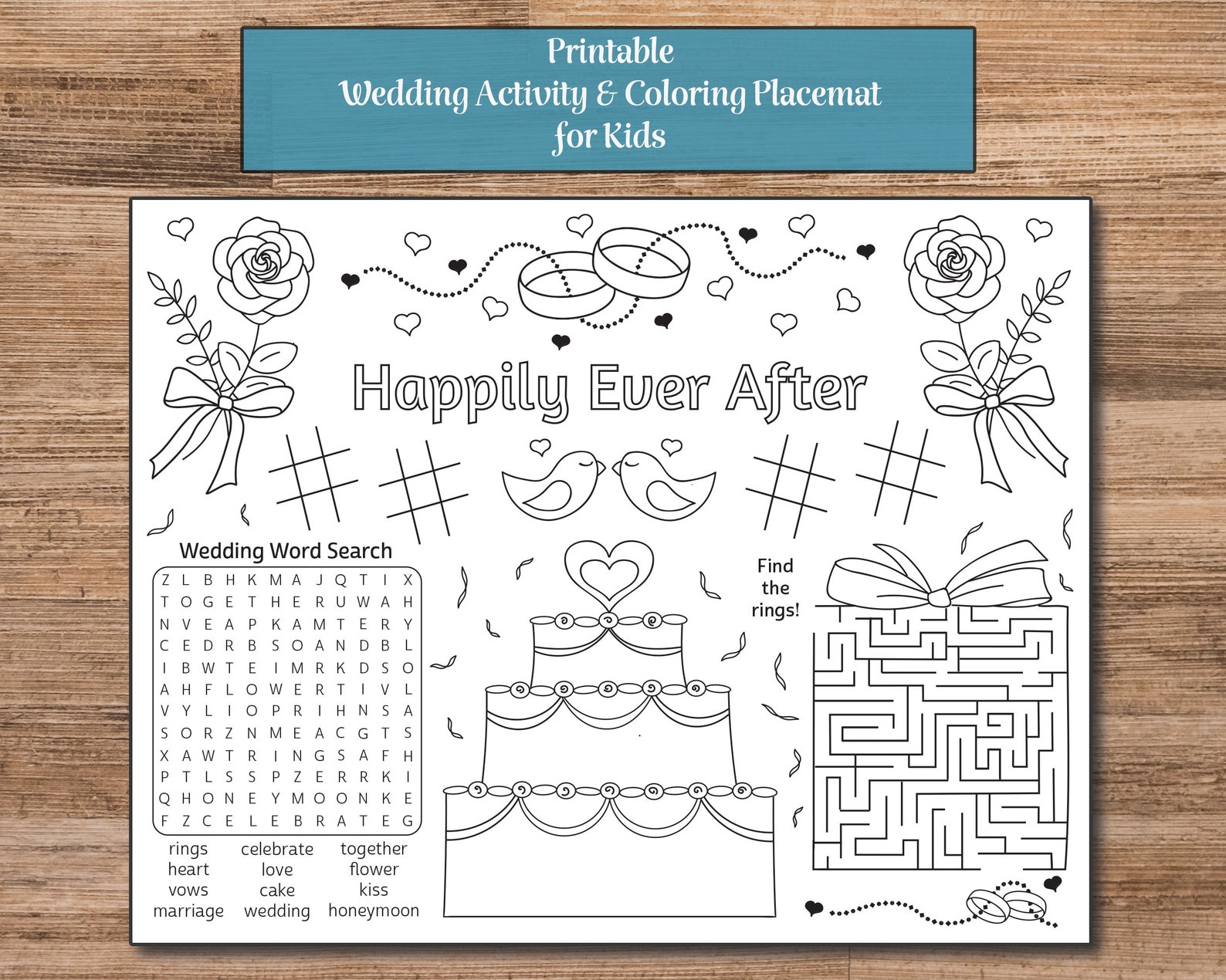 Wedding Activity and Coloring Placemat for Kids Printable - Etsy.de