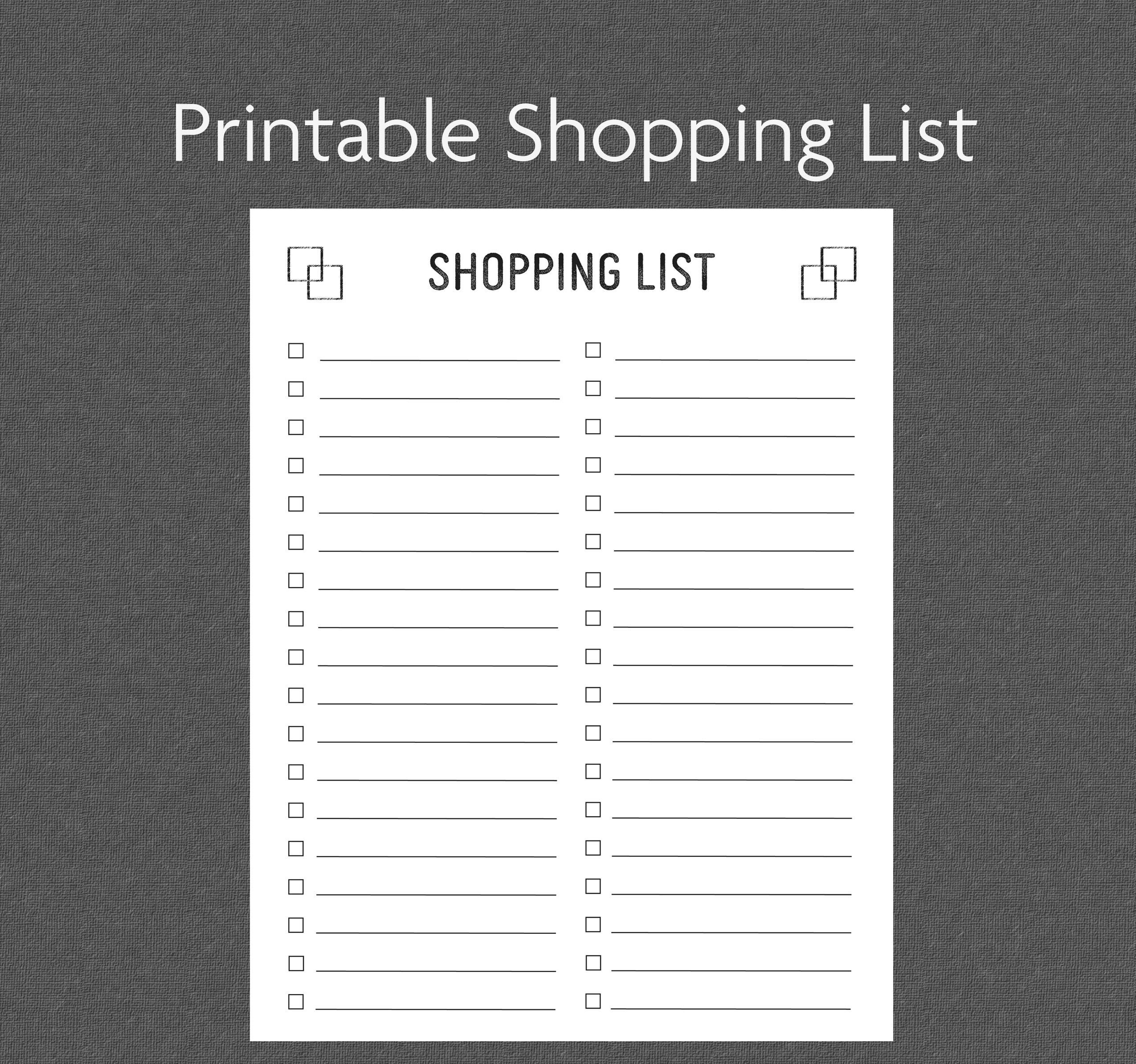 Printable Shopping List With Decorative, Grunge Text, PDF, Size: Letter ...
