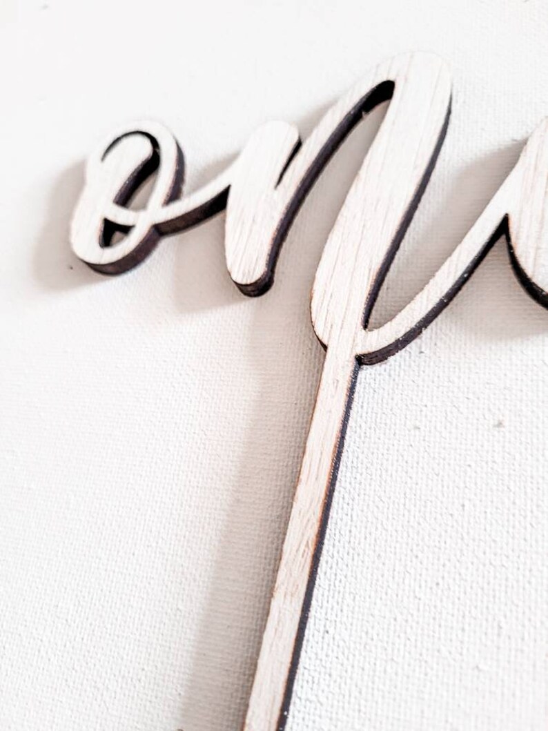 Number Wood Cake Topper Cursive Calligraphy - Etsy