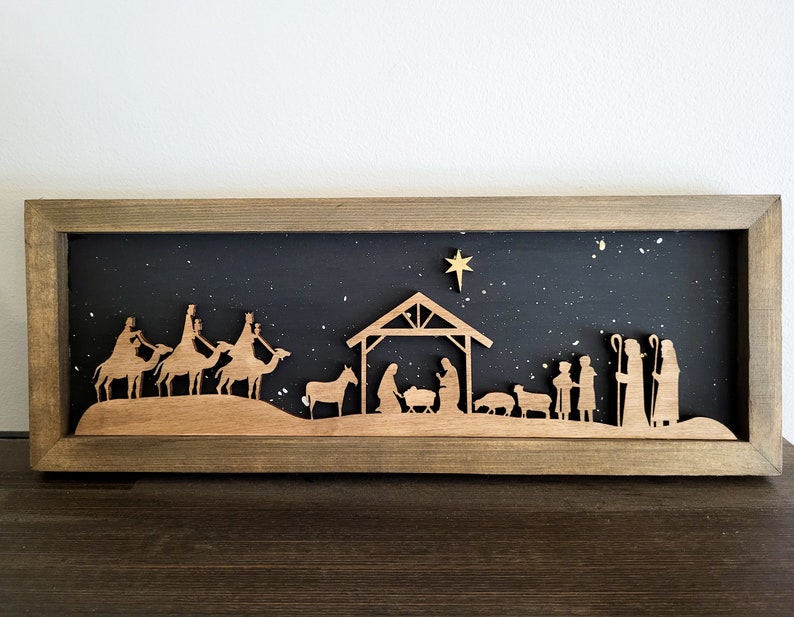 Small Wood Nativity Sign Christmas Sign Decor Christmas - Etsy