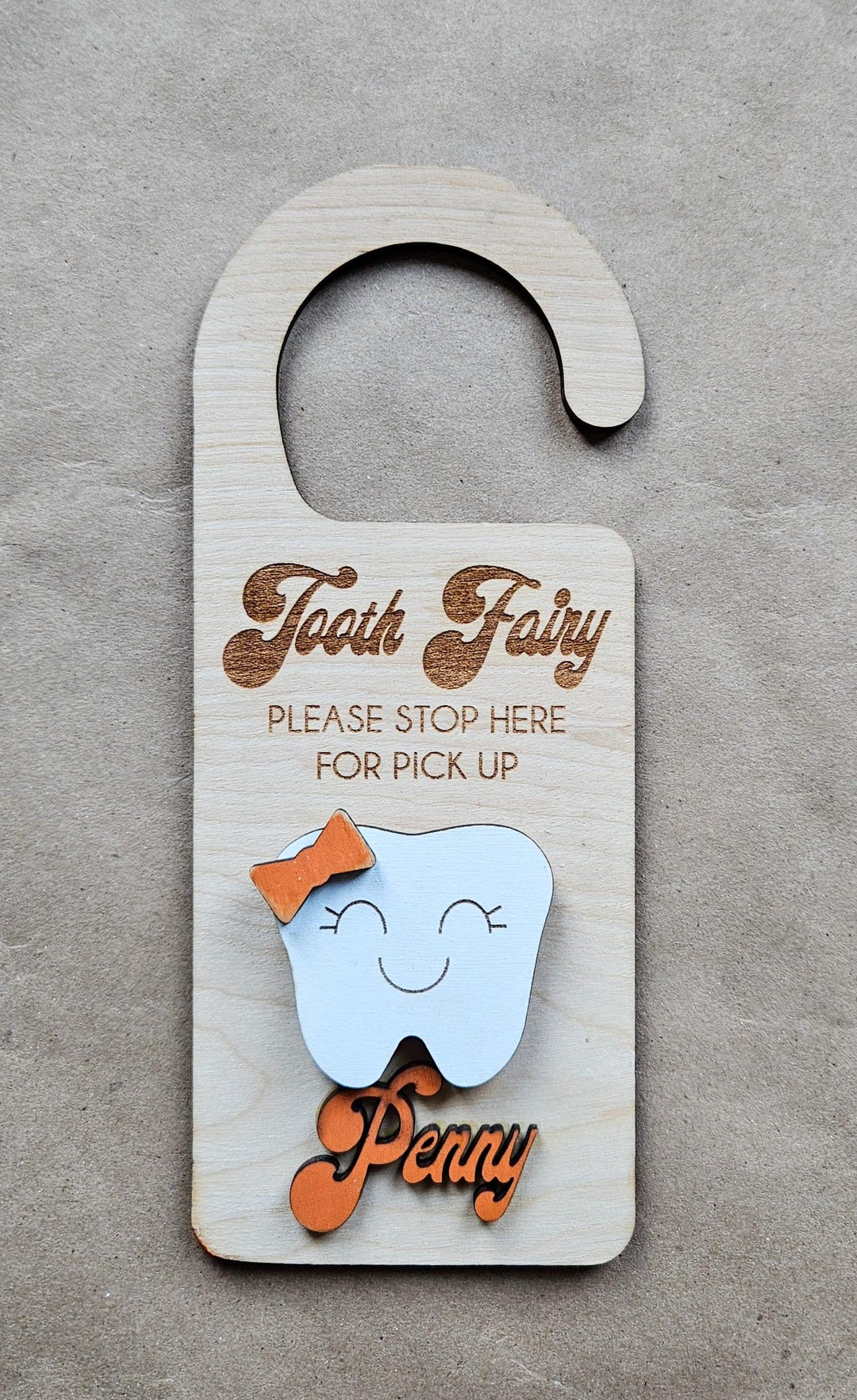 Personalized Tooth Door Hanger for Tooth Fairy - Tooth and Money Holder ...