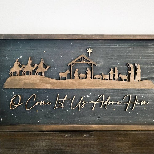 Small Wood Nativity Sign Christmas Sign Decor Christmas - Etsy