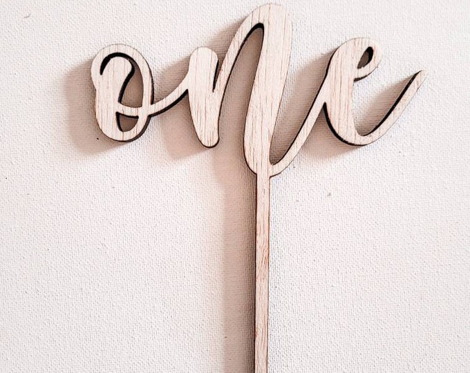 Number Wood Cake Topper Cursive Calligraphy - Etsy