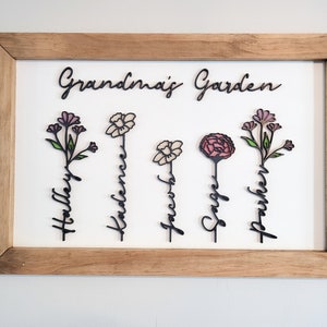 Grandma's Garden Birth Flower Sign - Etsy