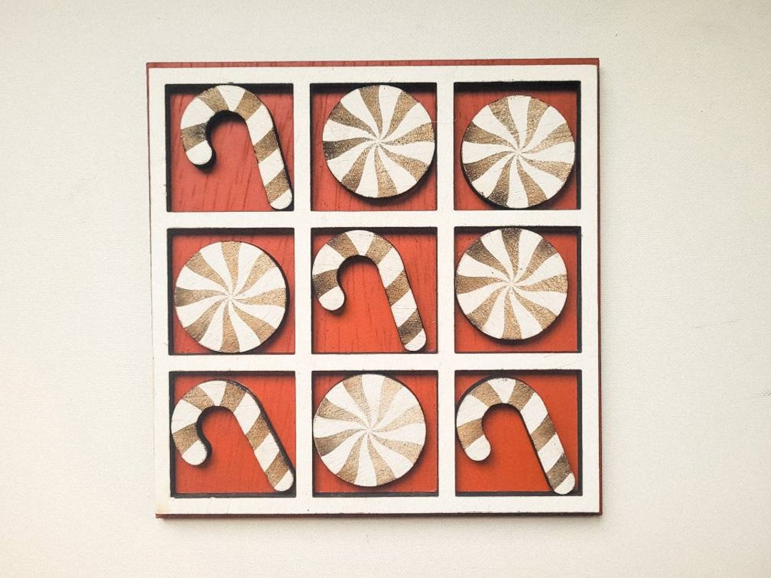 Christmas Candy Cane Tic Tac Toe Board Game - Etsy