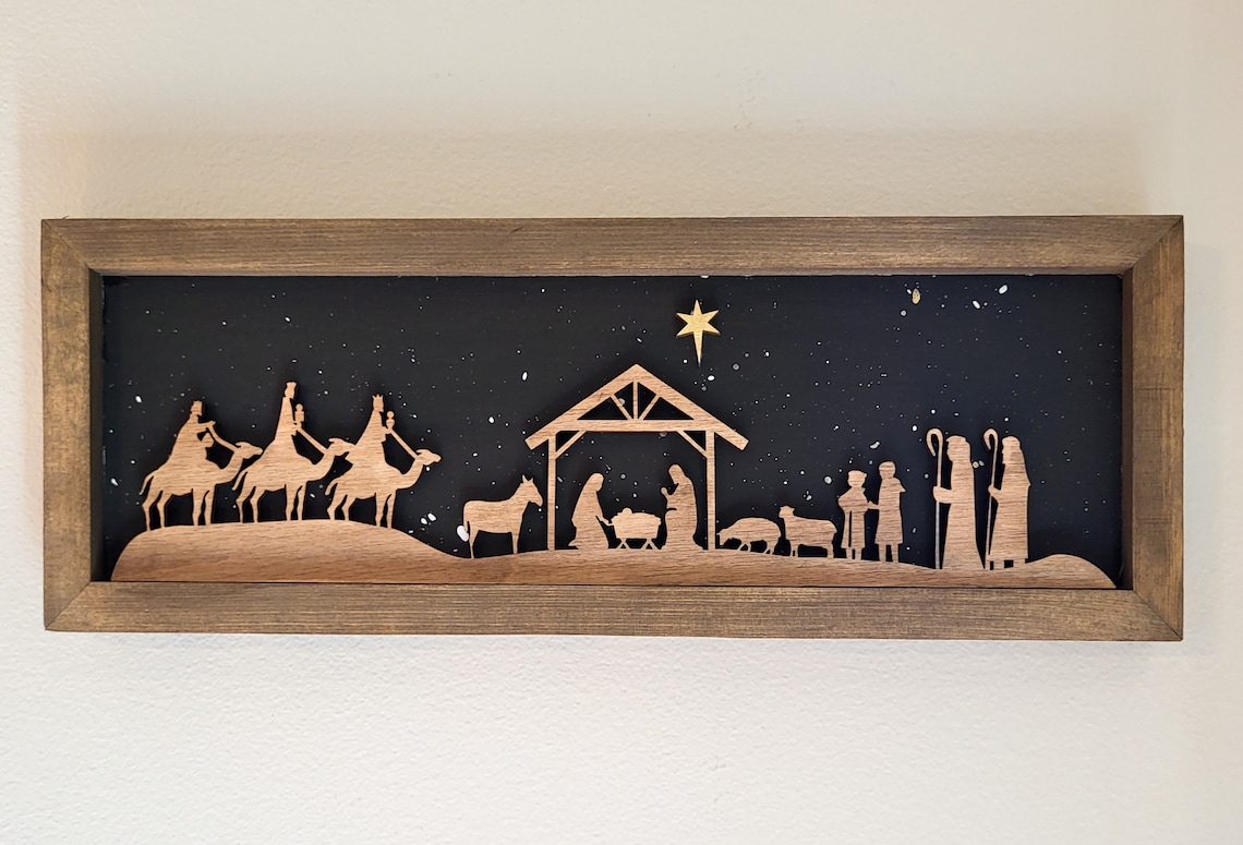 Small Wood Nativity Sign Christmas Sign Decor Christmas - Etsy