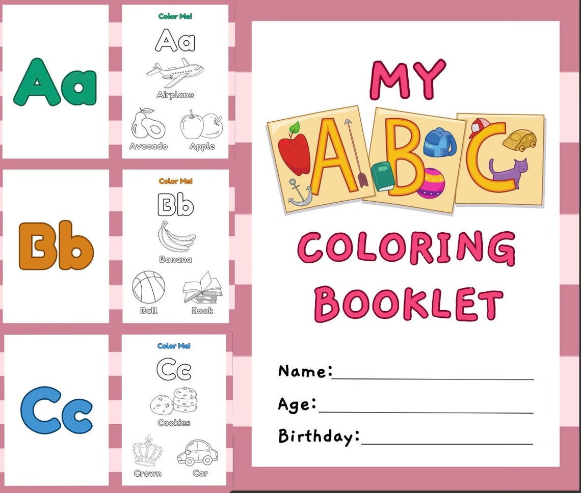 My Abc's Children's Coloring Book - Etsy