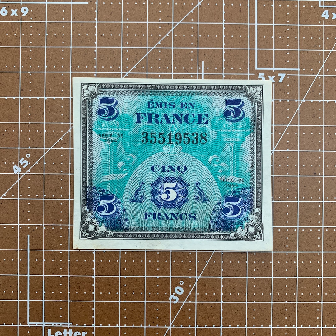 WWII Era France 5 Franc Banknote. WW2 Allied Military Currency. French ...