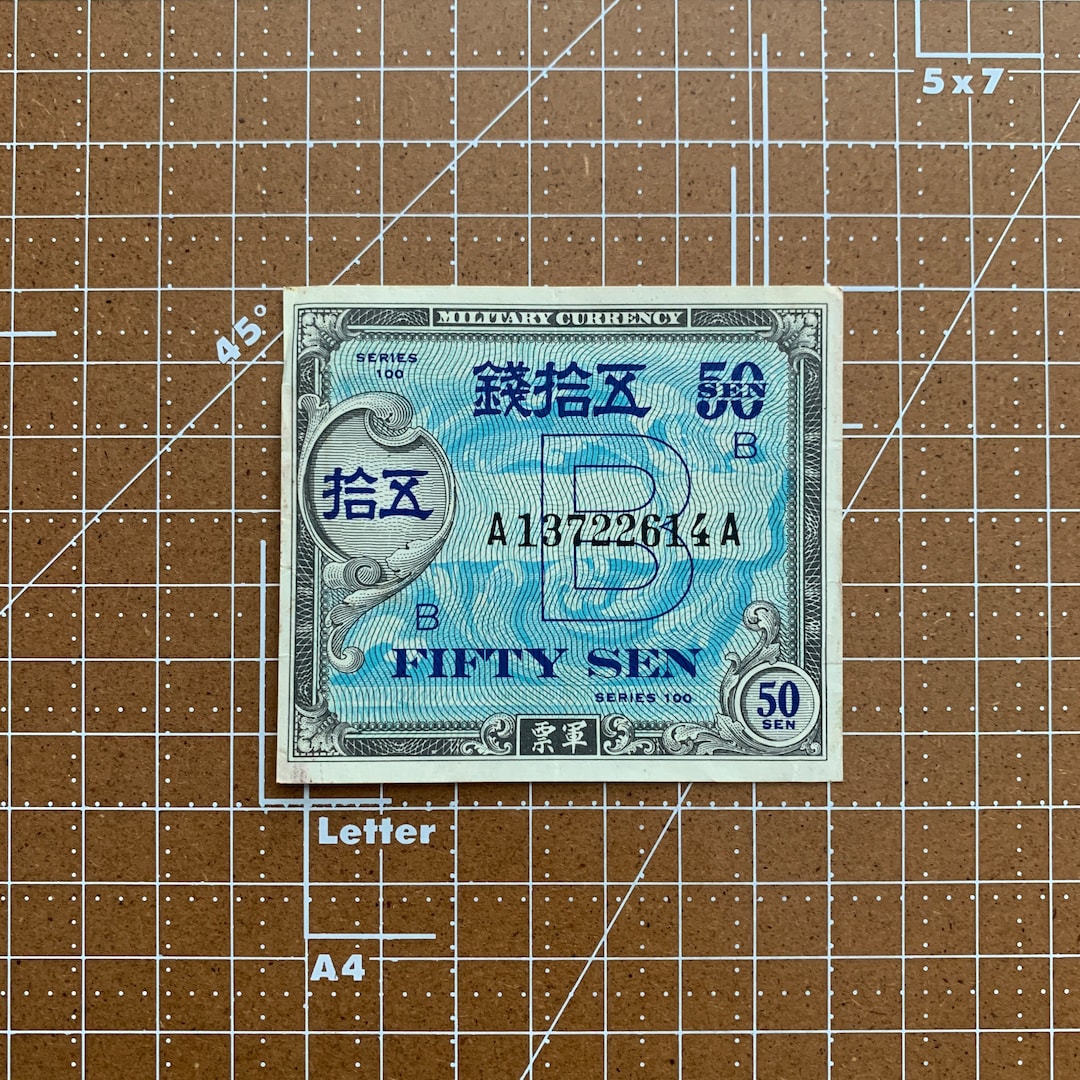 WWII Era Japan 50 Sen Banknote. WW2 Allied Military Currency. Japanese ...