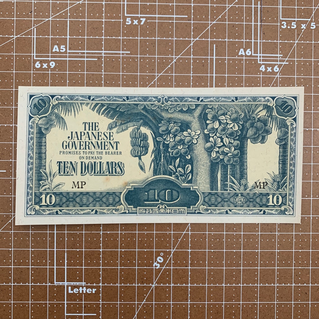 WW2 Japanese Invasion Currency JIM. Malaya 10 Dollars Banknote. WWII ...
