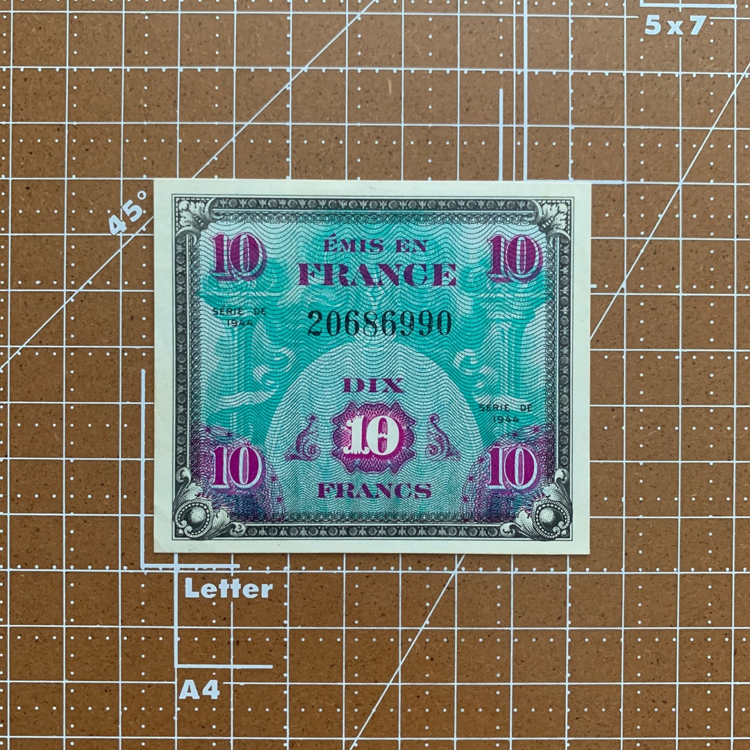 WWII Era France 10 Franc Banknote. WW2 Allied Military Currency. French ...