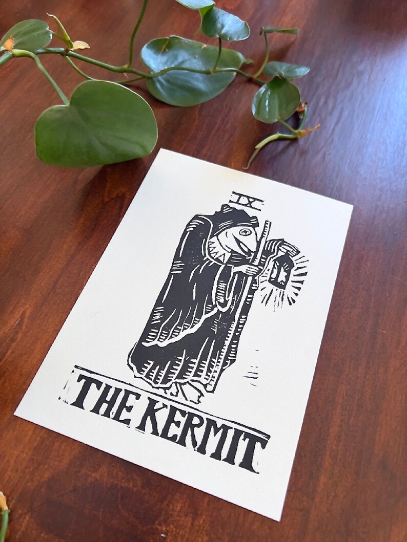 Muppet Tarot the Kermit Linocut Print - Etsy