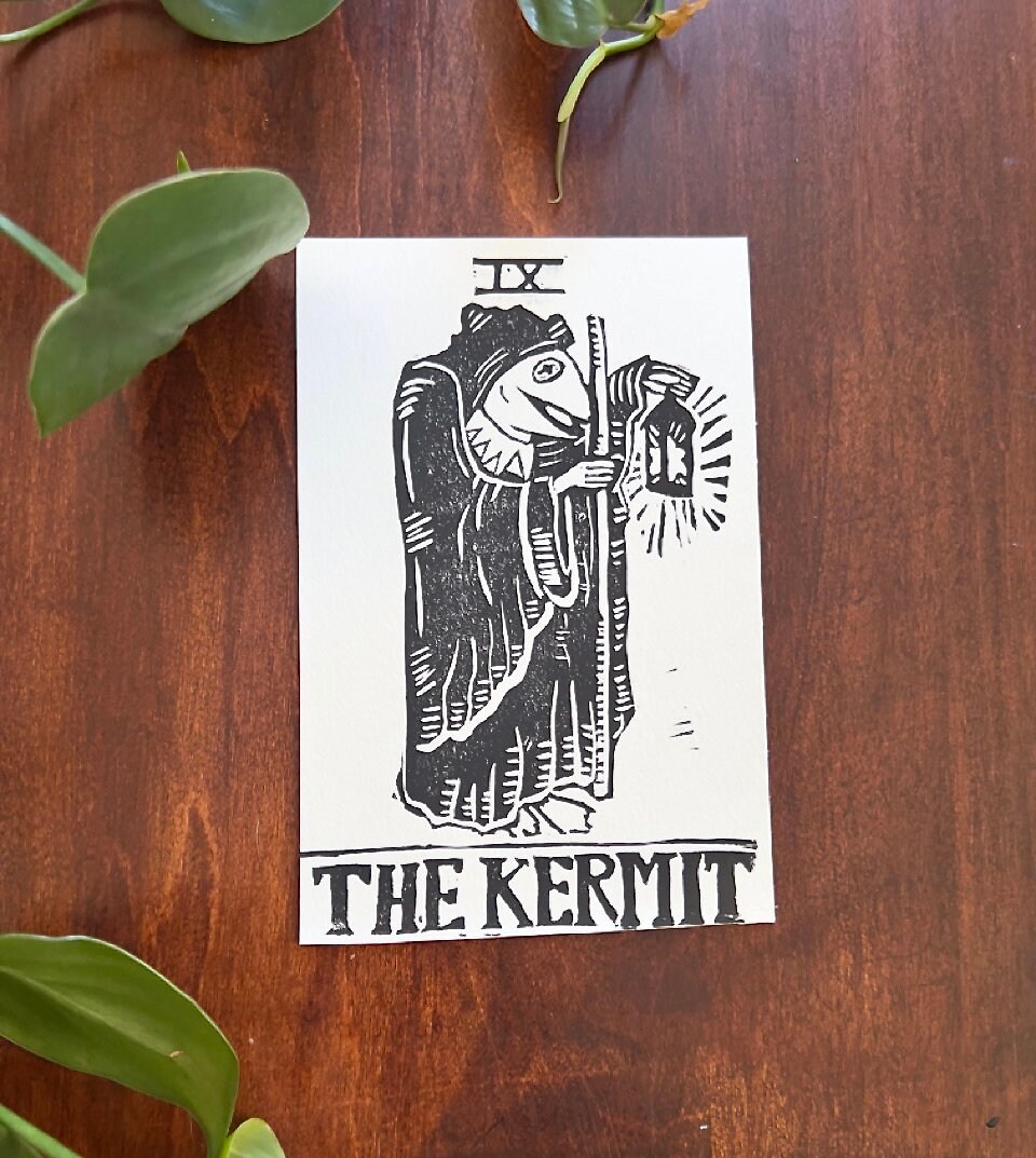 Muppet Tarot the Kermit Linocut Print - Etsy