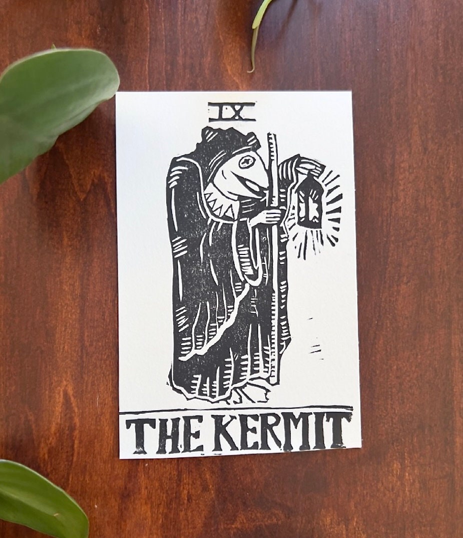 Muppet Tarot the Kermit Linocut Print - Etsy