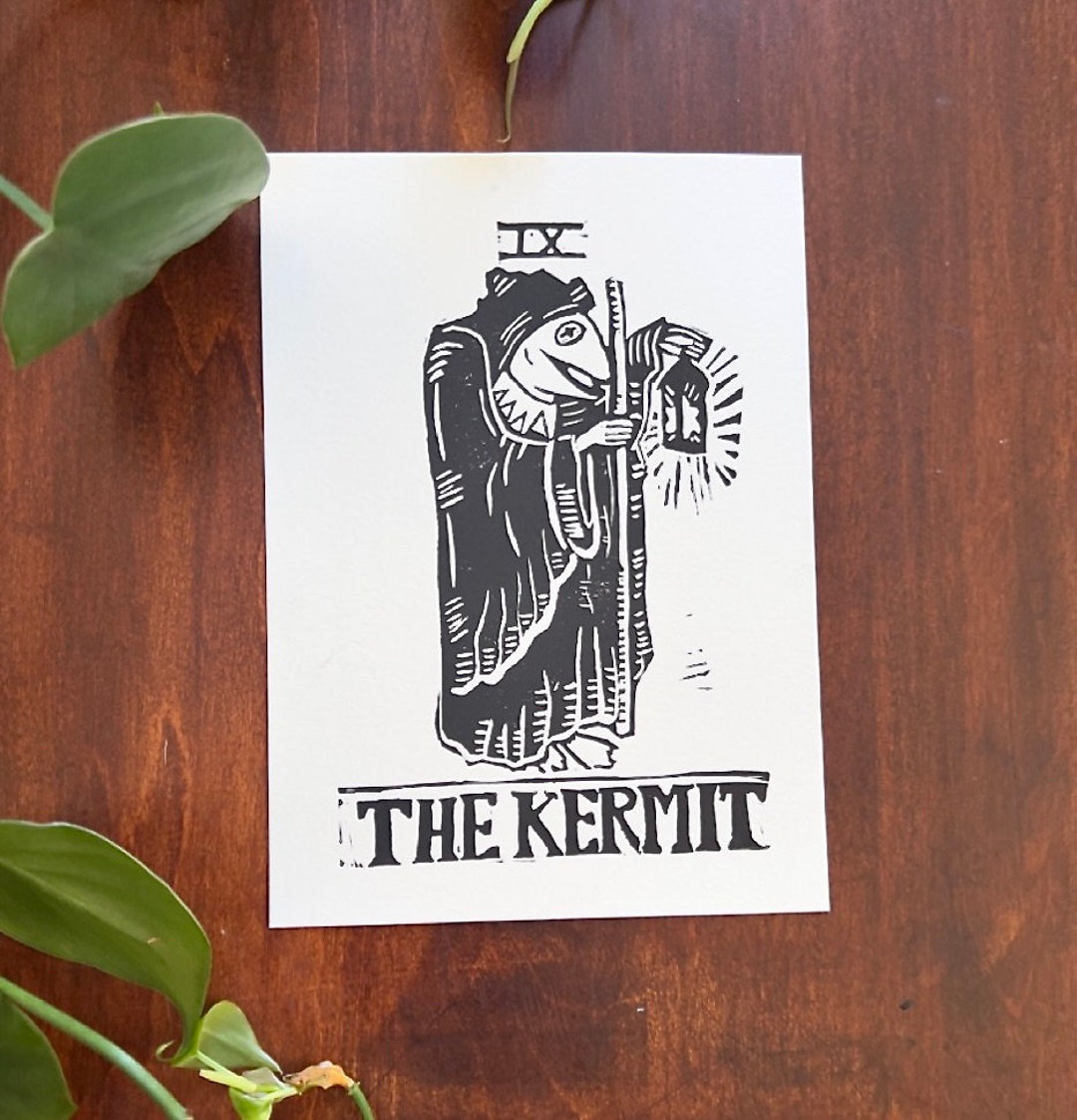 Muppet Tarot the Kermit Linocut Print - Etsy
