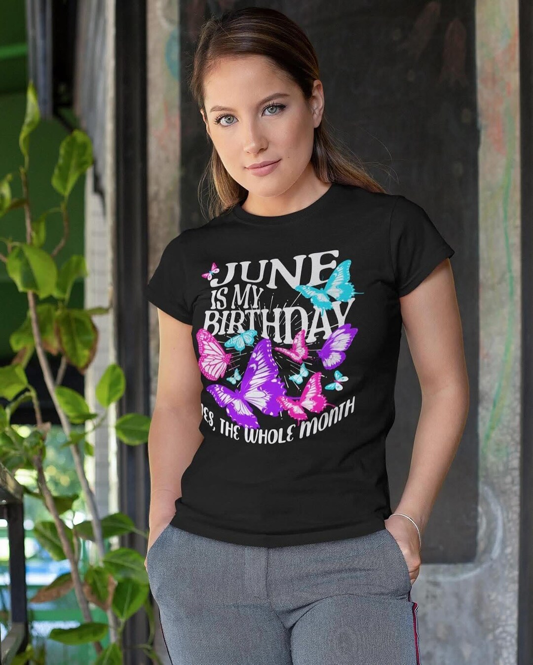 Funny Gemini Woman June is My Birthday Month Cancer Girl Butterfly T ...