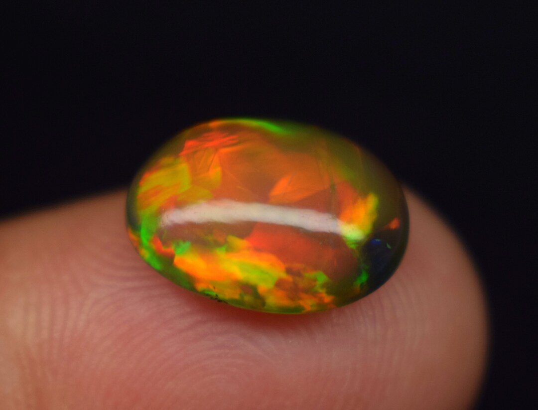 2.90 Carat 11.2X10X4.9 Mm Galaxy Fire Black Smoked Cabochon Black Opal ...