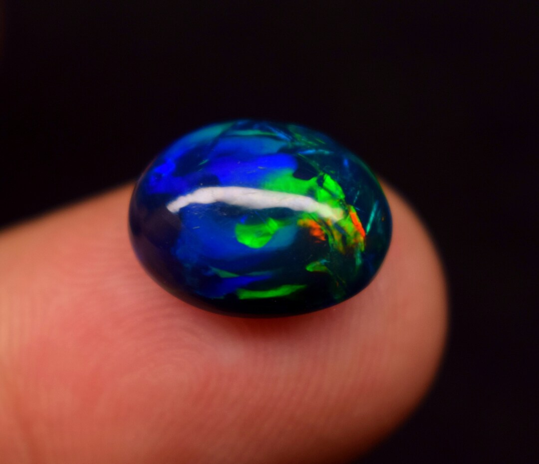 3.40 Ct, Black Smoked Opal Cabochon,black Opal Cabs, Ethiopian Opal ...