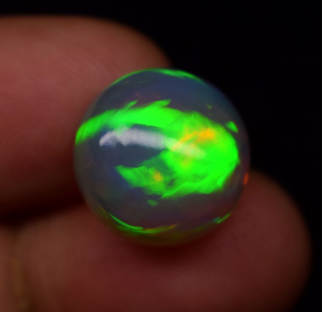 8.30 Carat Galaxy Fire Natural Ethiopian Opal Gemstone Round Shape ...