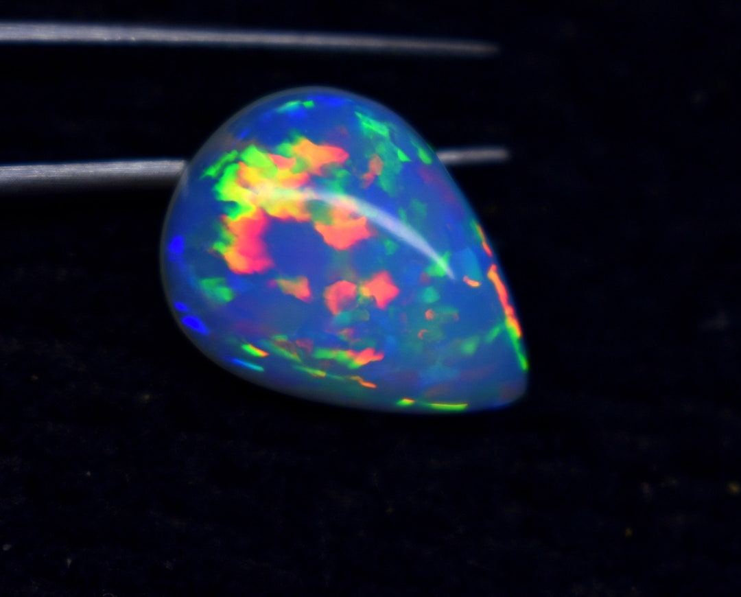 8.10 Carat Blue Multi Fire Opal Cabochon, Natural Ethiopian Blue Fire ...