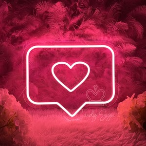 Like Neon Sign Bedroom Custom Salon Decor Social Media Heart Likes Sign ...