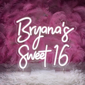 Sweet 16 Neon Sign Custom Neon Name Sign Table Light Sign 16th Birthday ...
