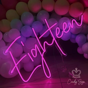 18 Eighteen Birthday Neon Sign,custom Party Decor,handmade Party Neon ...