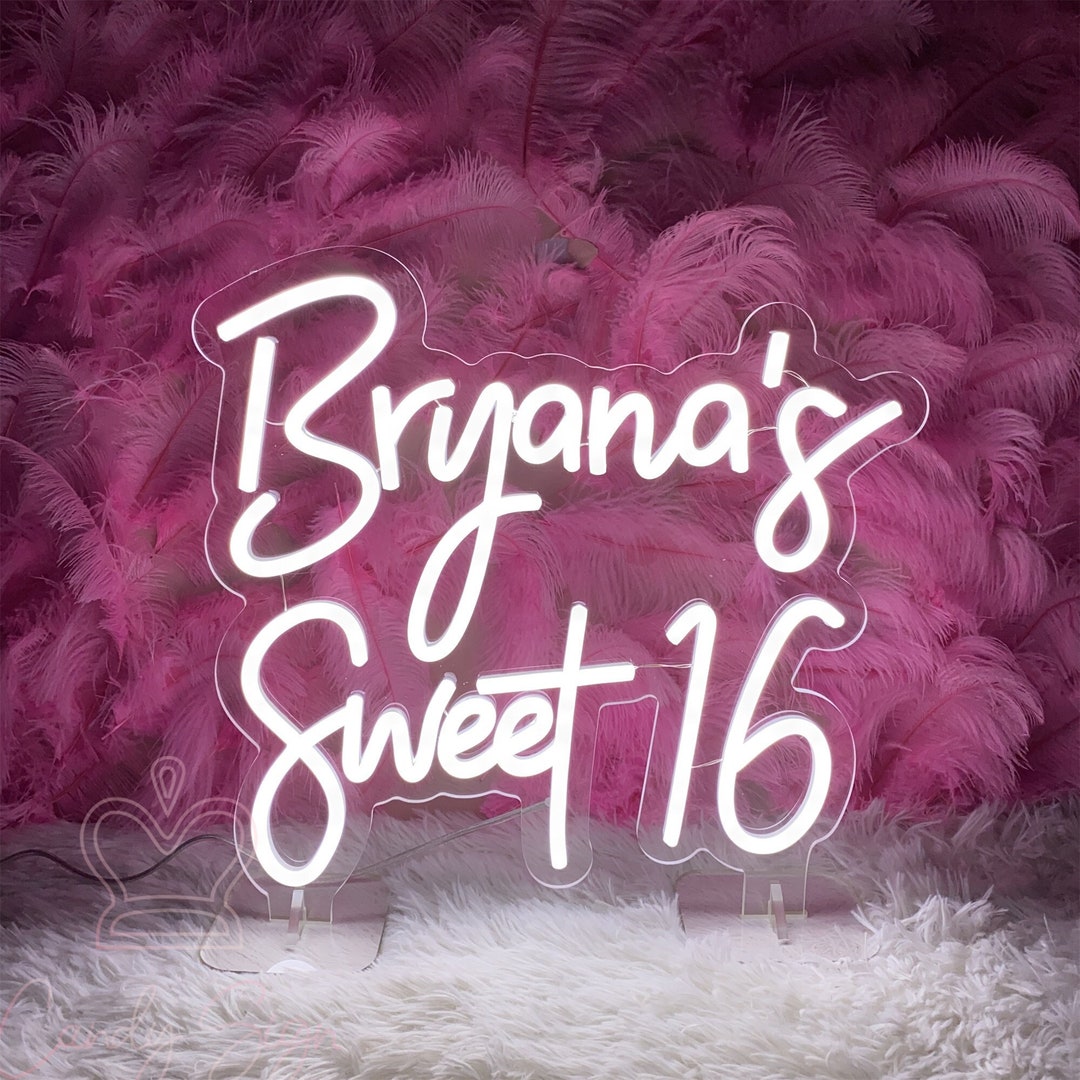 Sweet 16 Neon Sign Custom Neon Name Sign Table Light Sign 16th Birthday ...
