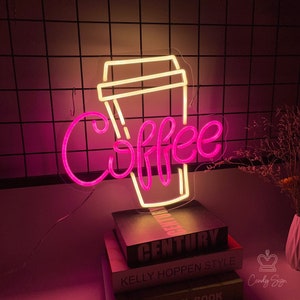 Coffee Cup Neon Signsneon Sign Wall Decorpink Led Signshop - Etsy