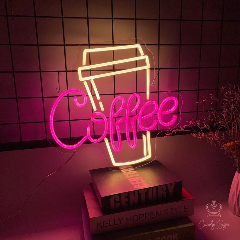 Coffee Cup Neon Signsneon Sign Wall Decorpink Led Signshop - Etsy