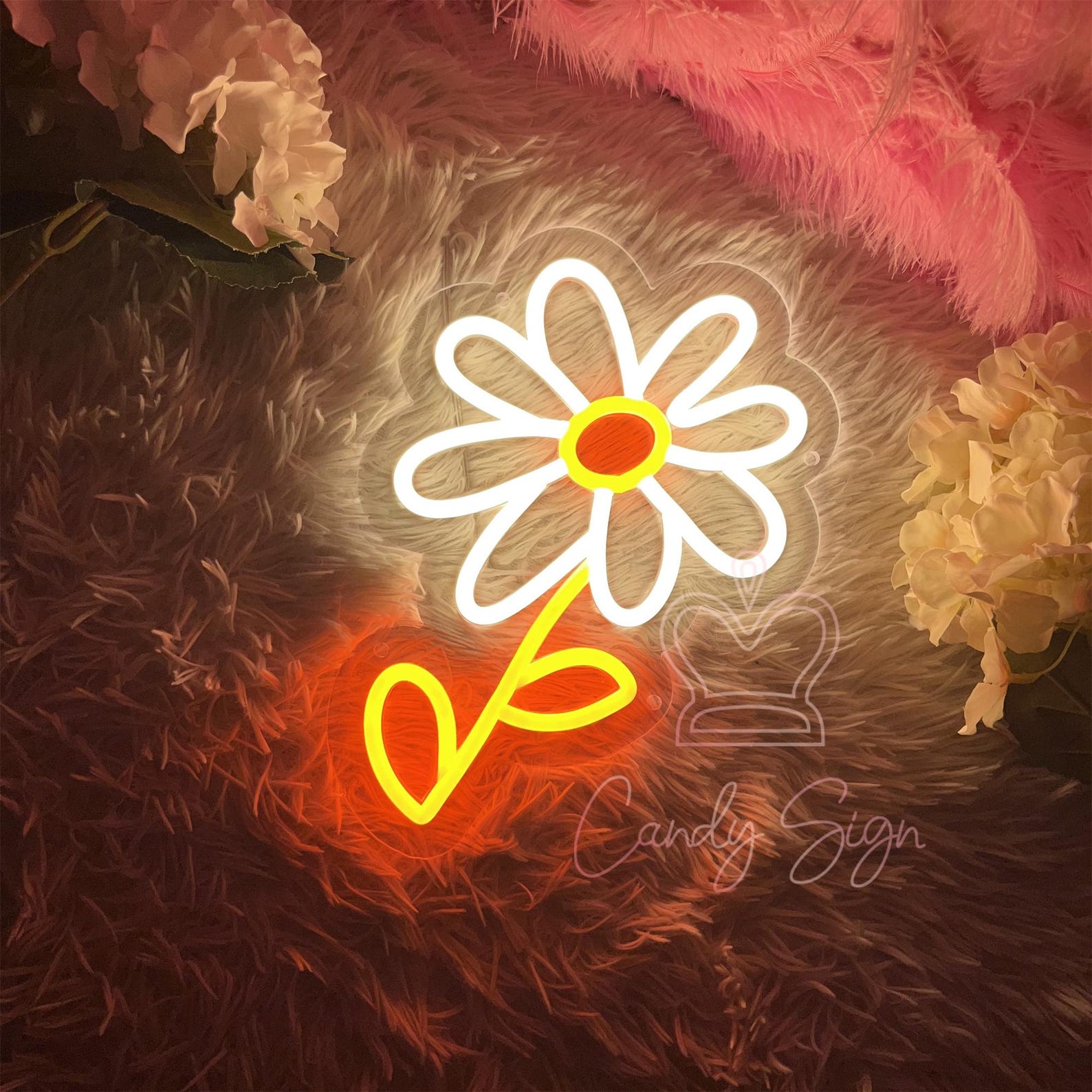 Daisy Flower Neon Sign,custom Chamomile Flower Neon Sign,floral Wall ...
