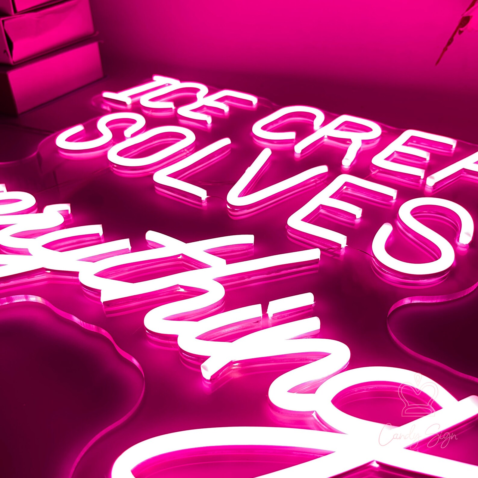 Ice Cream Solves Everythingneon Sign Custompink Led Signice - Etsy