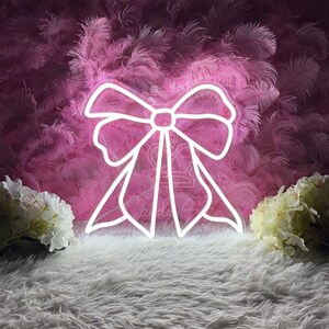 Pink Bow LED Neon Sign, Girl's Room Wall Decor - Etsy