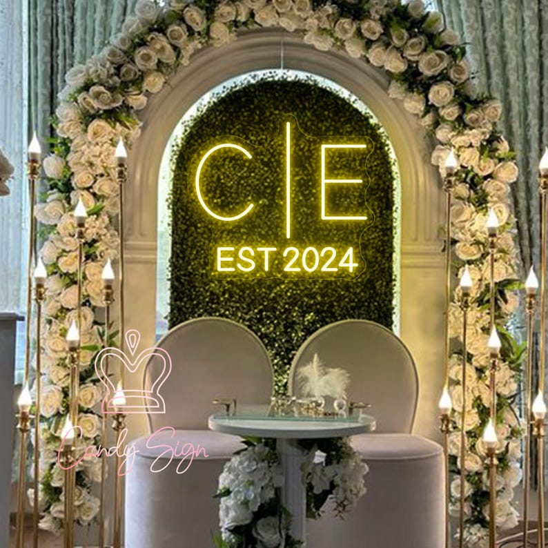 Custom Initials & EST Year LED Neon Sign, Wedding Reception Engagement ...