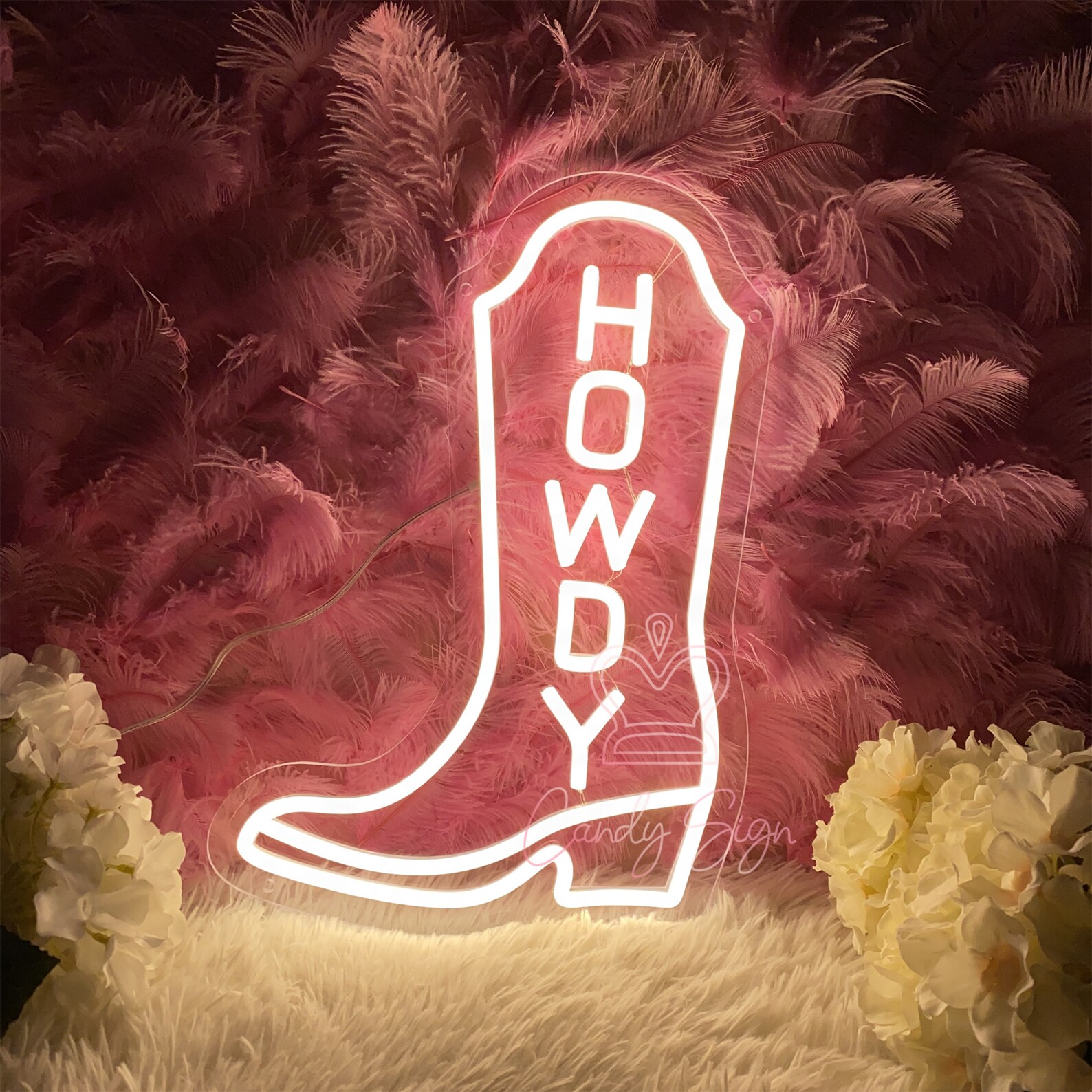 Howdy Boots Neon Sign,custom Western Cowgirl LED Neon Light,light up ...
