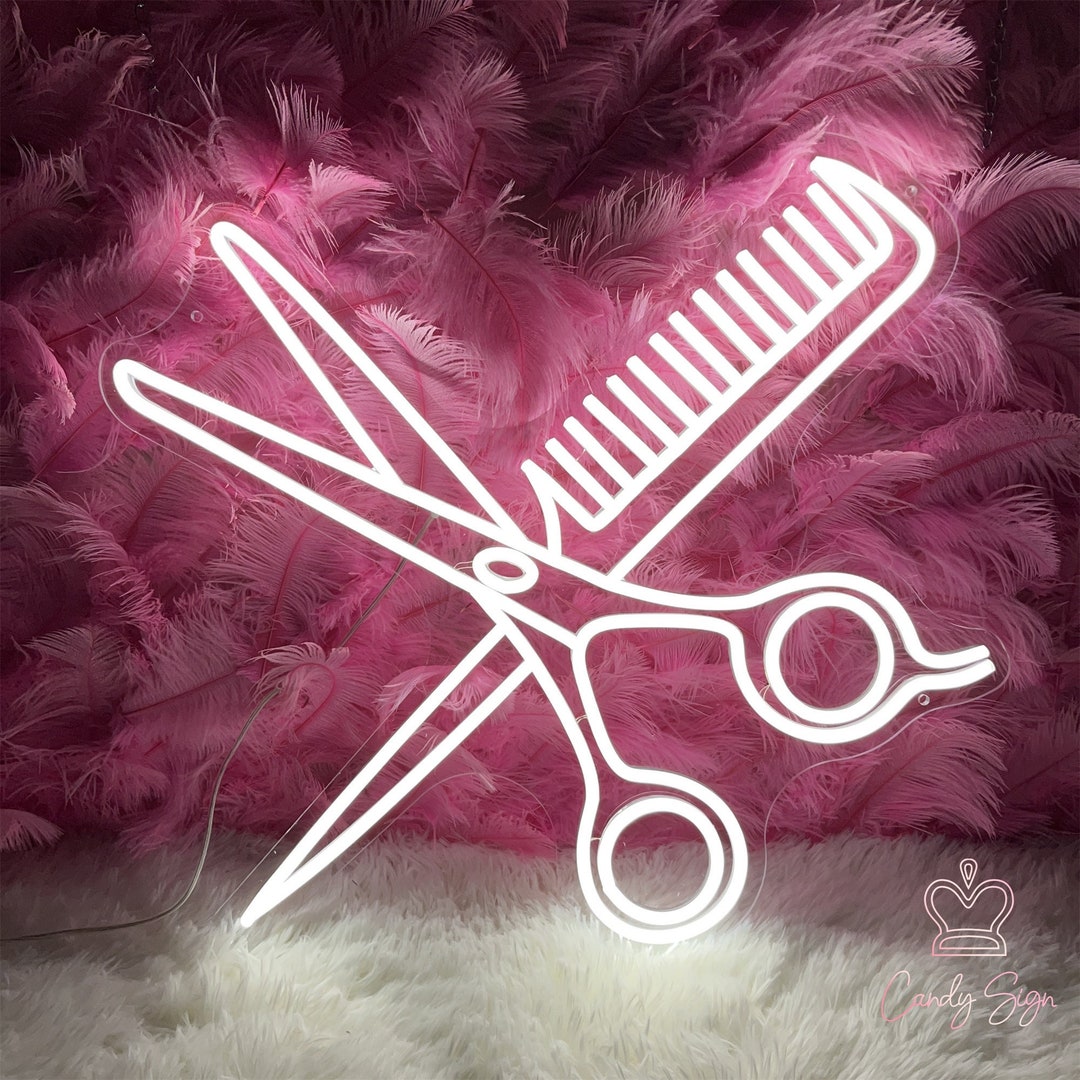 Combs and Clippers Sign,custom Barber Shop Neon Sign,led Light for Hair ...