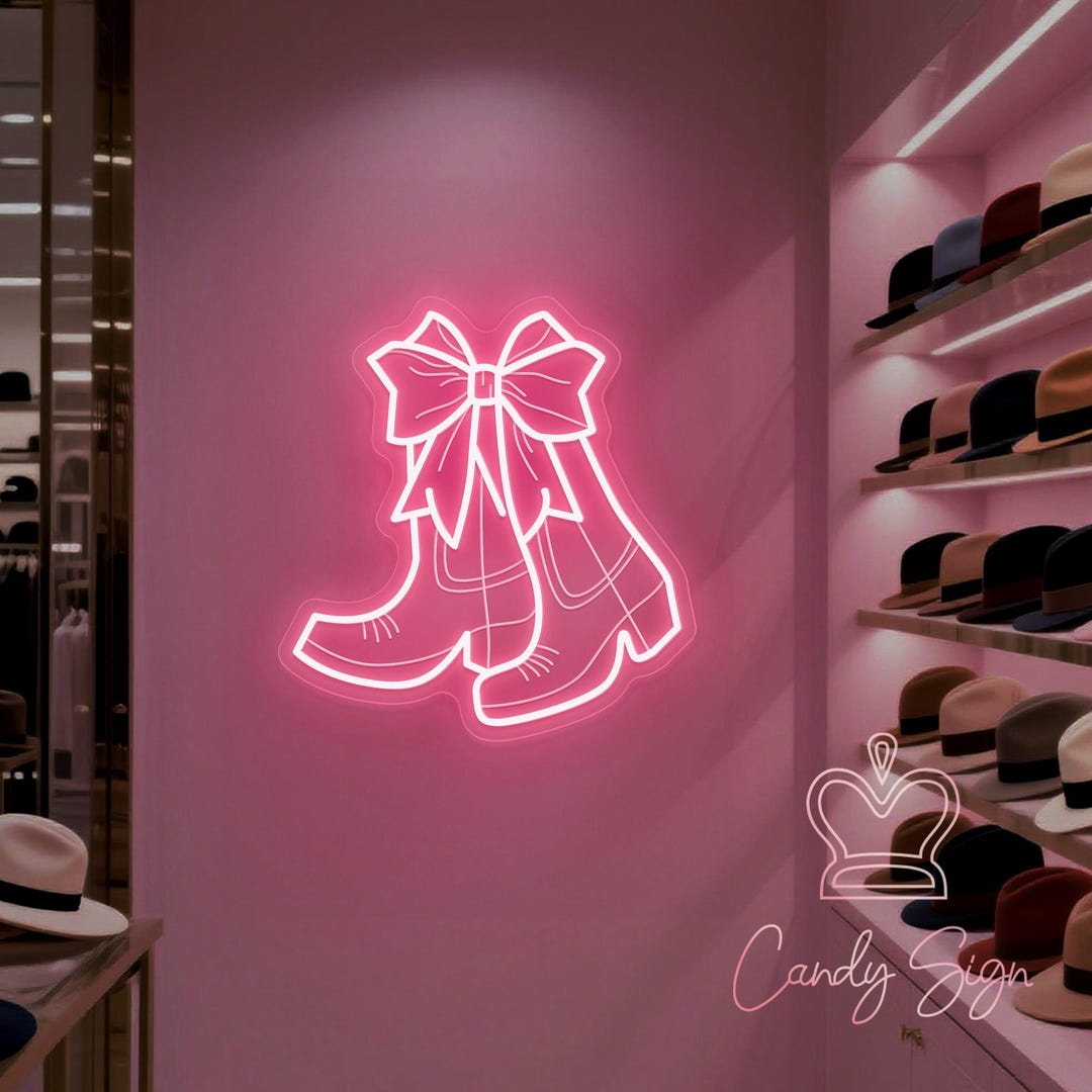 Bow Cowgirl Boots LED Neon Sign Cowboy Boots Shop Sign Custom Western ...