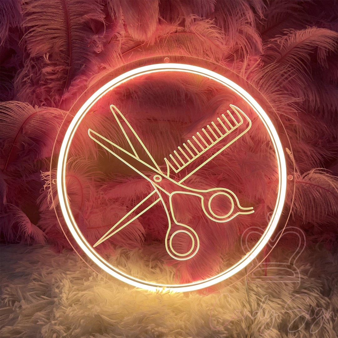 Haircutting Shears LED Neon Sign, Barber Shop Decor - Etsy