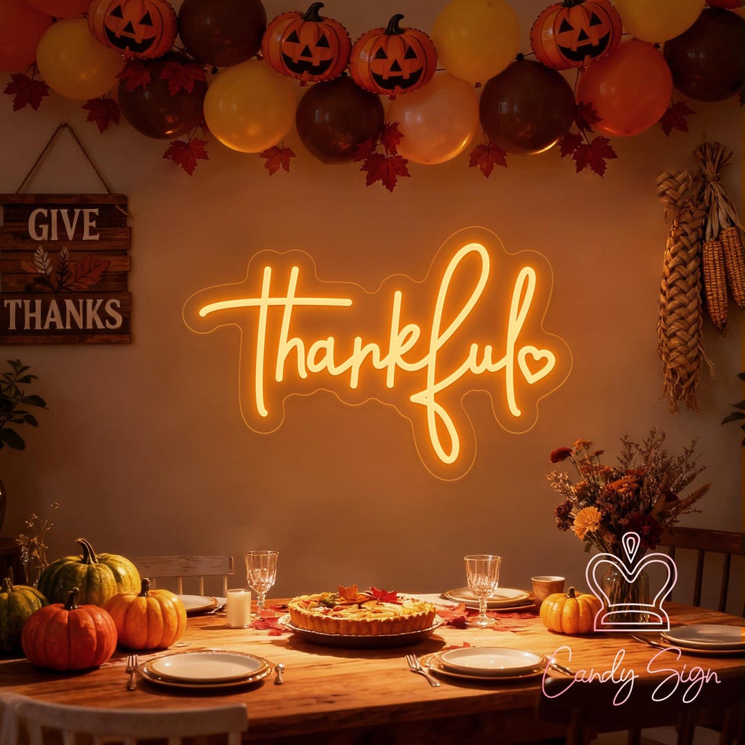 Thankful Neon Sign,custom Thanksgiving LED Neon Light,hello ...