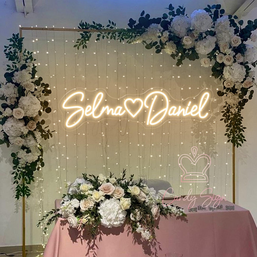 Custom Wedding LED Neon Sign,couple Names With Heart Neon Light,wedding ...