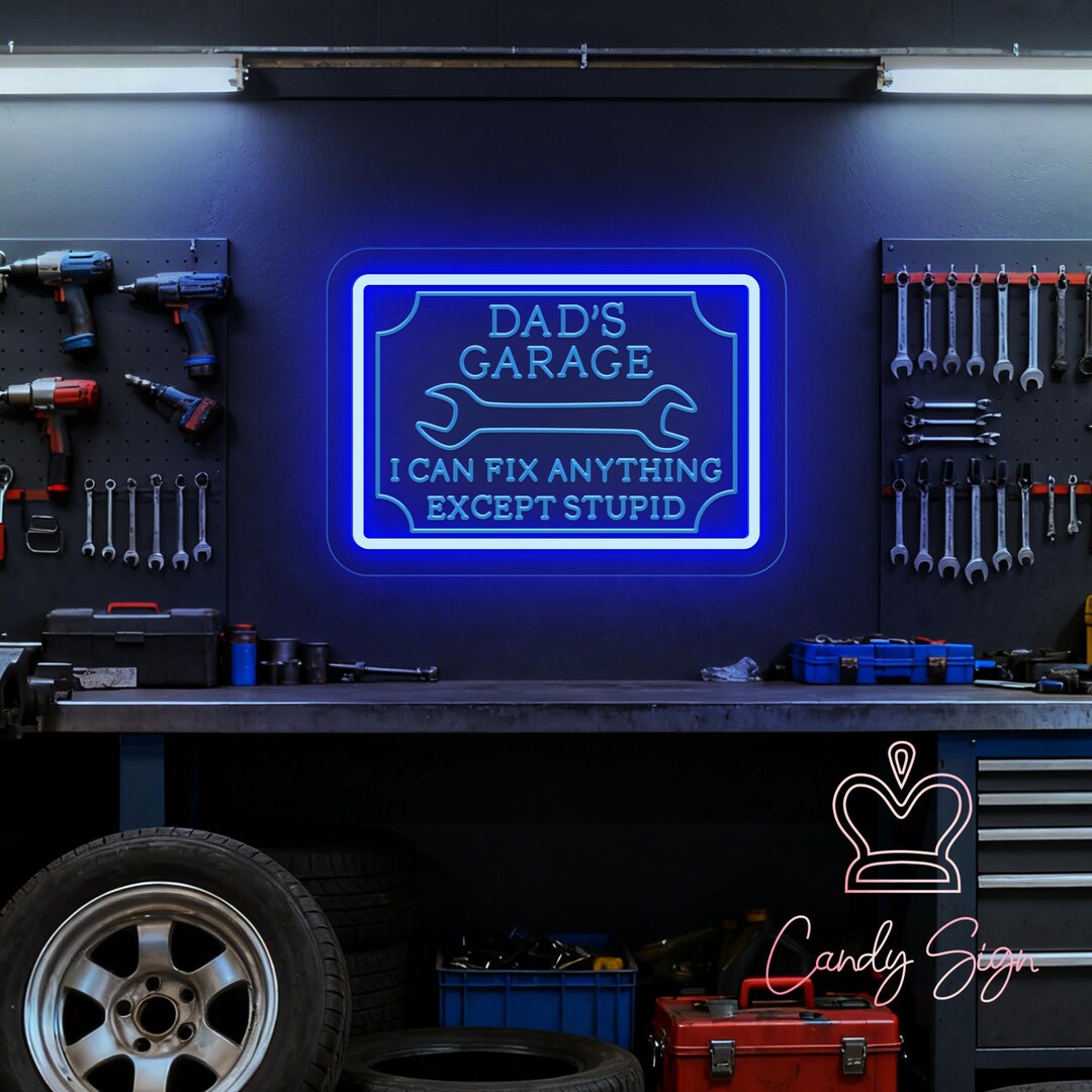 Custom Garage Name Neon Sign: USB Engraved LED Bar Decor, Workshop Sign ...