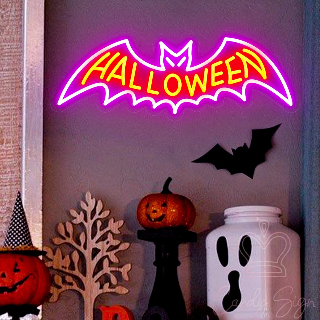 Halloween Bat Neon Sign,custom Halloween LED Light Sign,neon Bat Sign ...