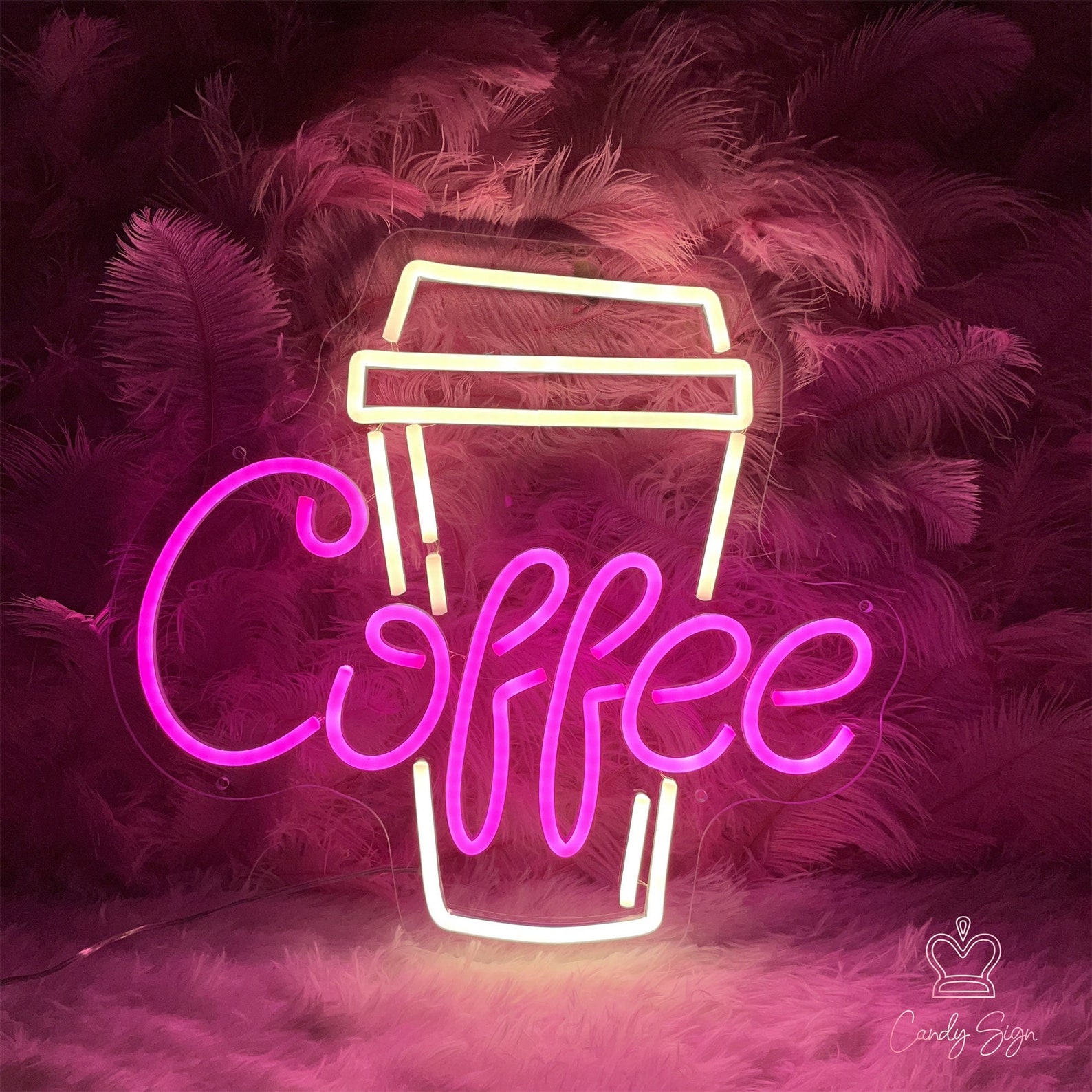 Coffee Cup Neon Signsneon Sign Wall Decorpink Led Signshop - Etsy