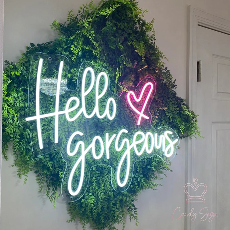 Hello Gorgeous Neon Signcustom Heart Sign Salon - Etsy