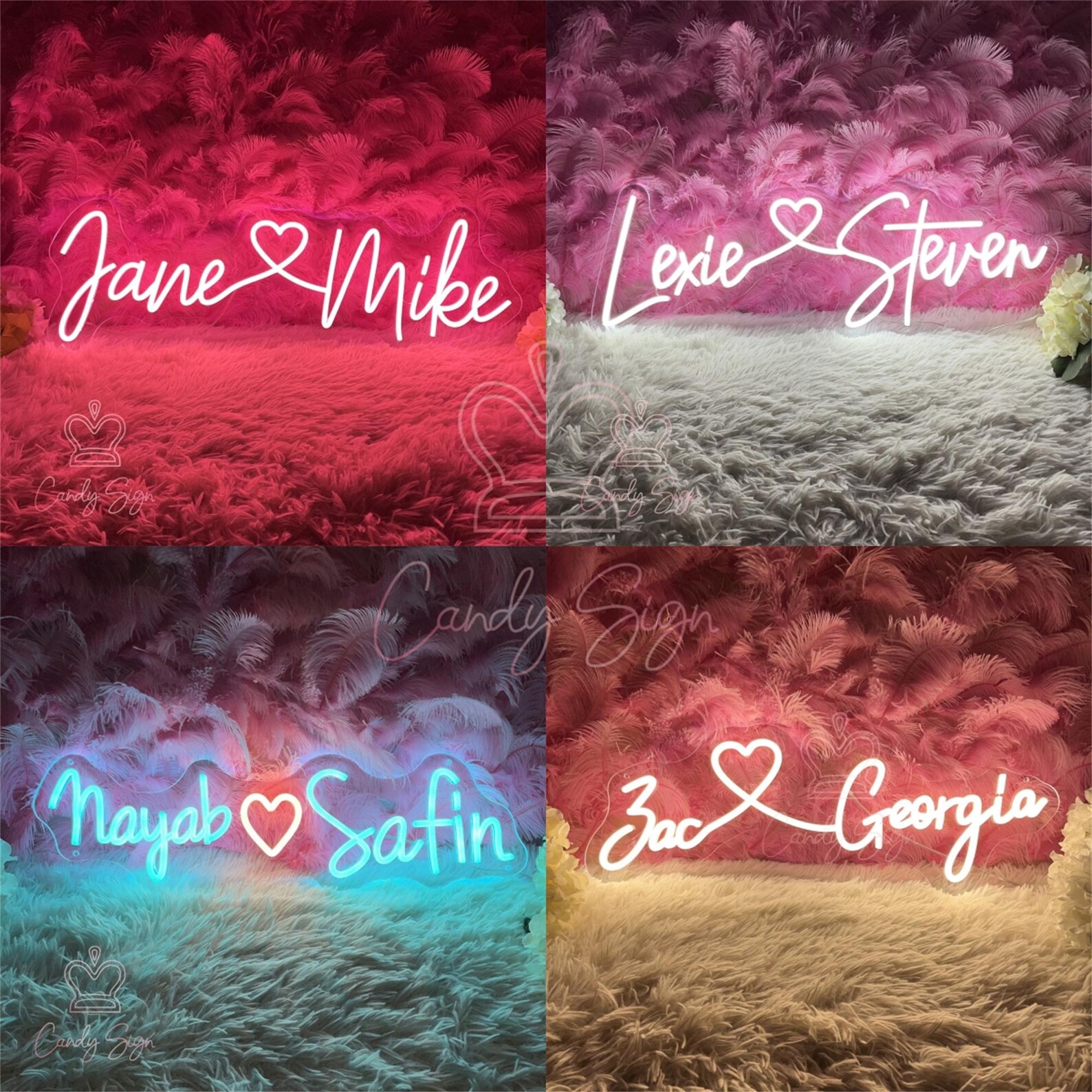 Custom Wedding LED Neon Sign,couple Names With Heart Neon Light,wedding ...