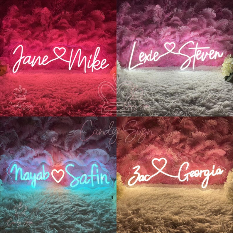 Custom Wedding LED Neon Sign,couple Names With Heart Neon Light,wedding ...