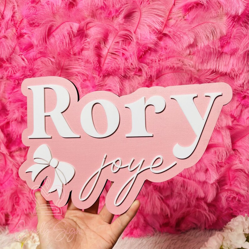 Custom 3D Bow Nursery Wood Name Sign,girls Name Sign,kids Room Decor ...